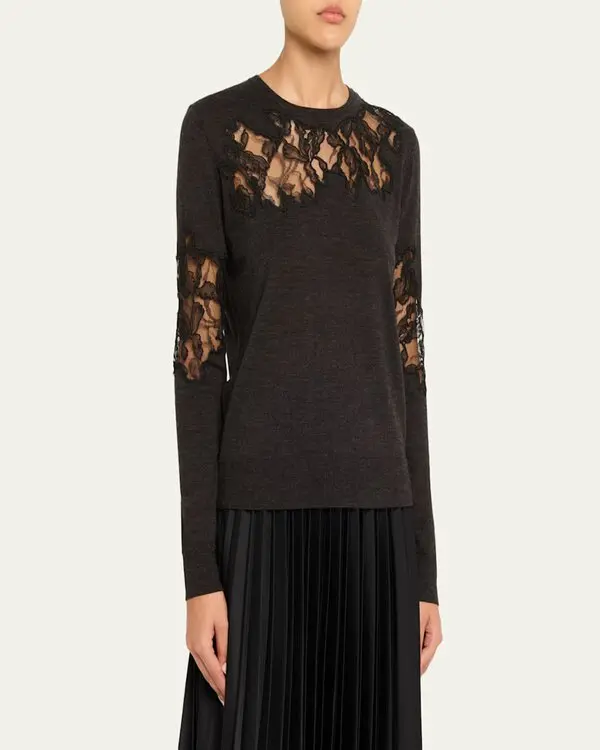 JASON WU Lace-inset Merino Wool Sweater