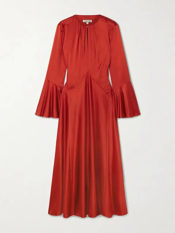 Veronica Beard Ezri Pleated Silk-blend Satin Maxi Dress - Red