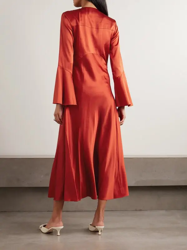 Veronica Beard Ezri Pleated Silk-blend Satin Maxi Dress - Red