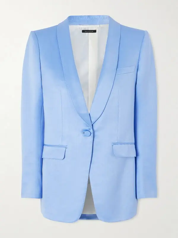 TOM FORD Cotton And Silk-blend Duchesse-satin Blazer - Blue