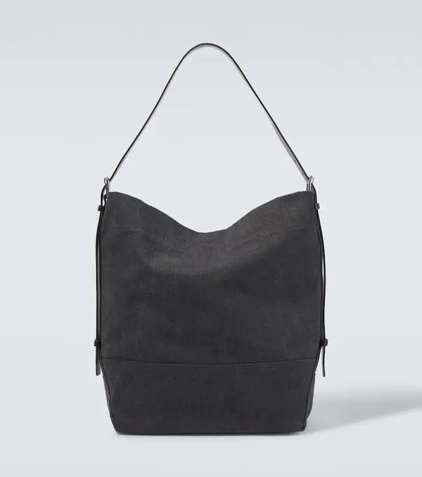 LEMAIRE Leather-trimmed Canvas Tote - Black