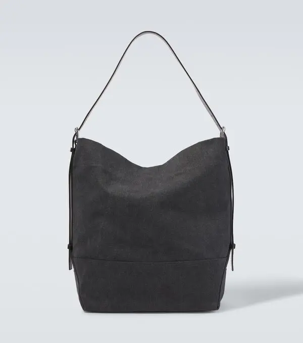 LEMAIRE Canvas Tote Bag With Leather Trim - Black