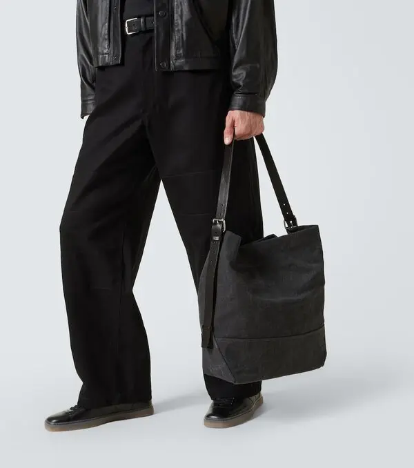 LEMAIRE Canvas Tote Bag With Leather Trim