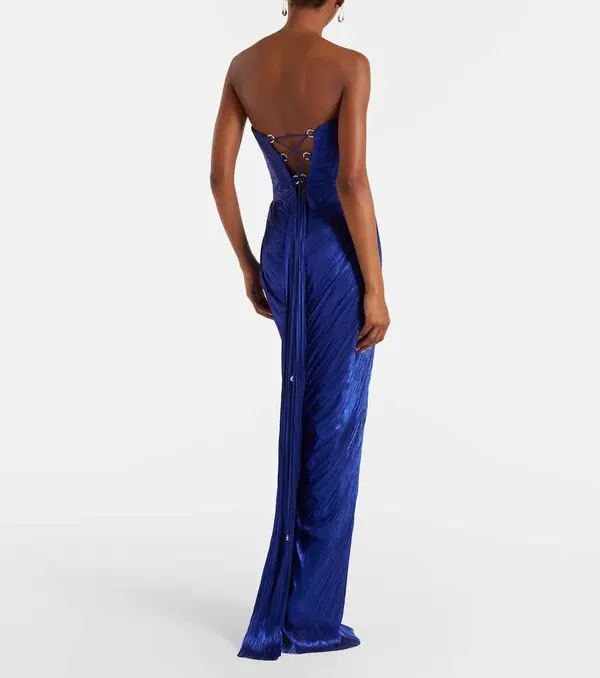MARIA LUCIA HOHAN Stephanie Silk Tulle Bustier Gown - Blue