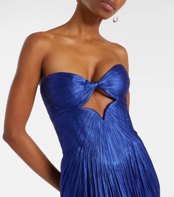 MARIA LUCIA HOHAN Stephanie Silk Tulle Bustier Gown - Blue