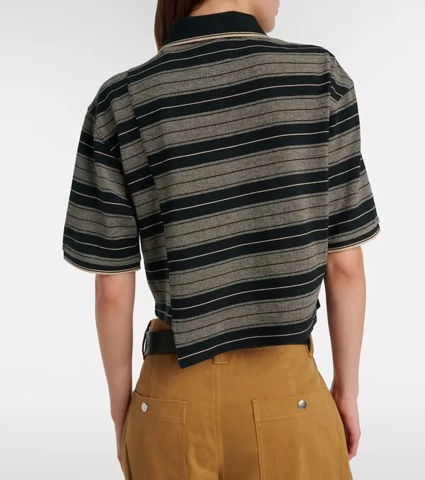 MARANT ETOILE Isalyne Striped Cotton Polo Shirt - Black