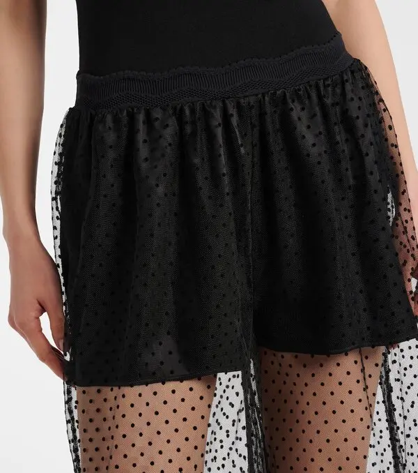 Alaïa Polka-dot Mesh Wide-leg Pants