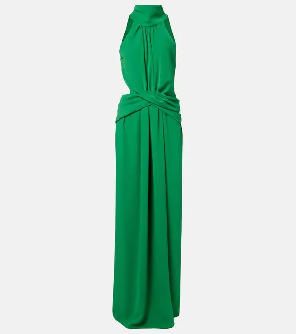 Johanna Ortiz Cutout Gathered Maxi Dress - Green