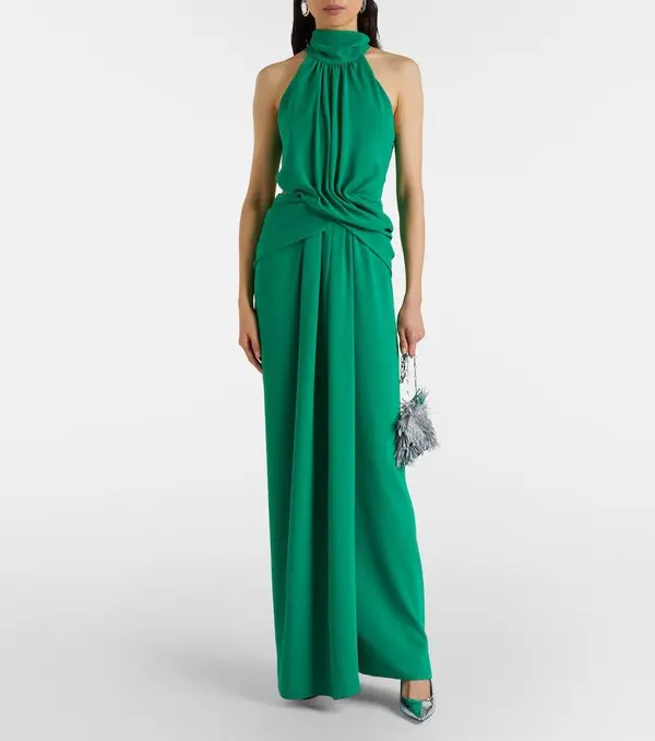 Johanna Ortiz Cutout Gathered Maxi Dress - Green