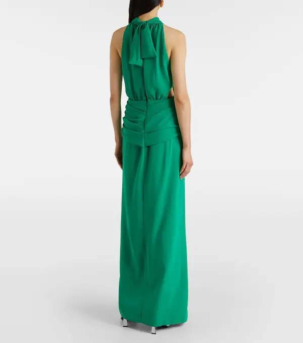 Johanna Ortiz Cutout Gathered Maxi Dress - Green