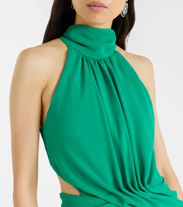 Johanna Ortiz Cutout Gathered Maxi Dress - Green