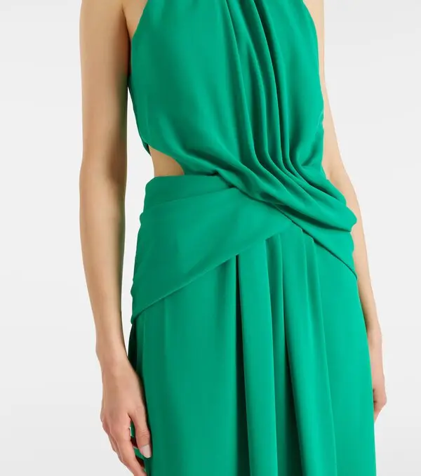 Johanna Ortiz Cutout Gathered Maxi Dress - Green
