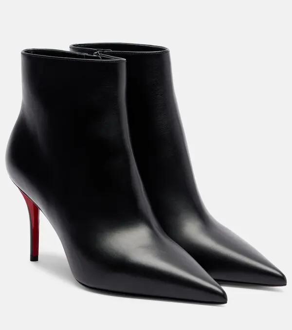 CHRISTIAN LOUBOUTIN Miss Z 80 Leather Ankle Boots - Black