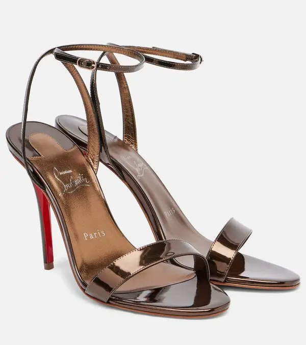 CHRISTIAN LOUBOUTIN Miss Z 100 Mirrored Leather Sandals - Brown