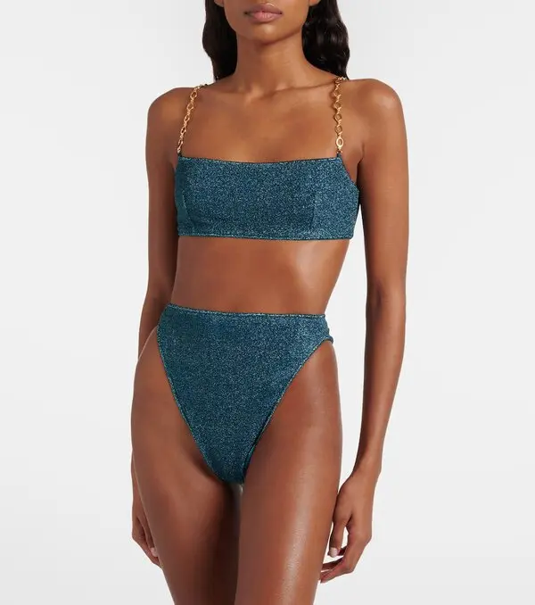 Oseree Lumiere O Chain Lamé Bikini