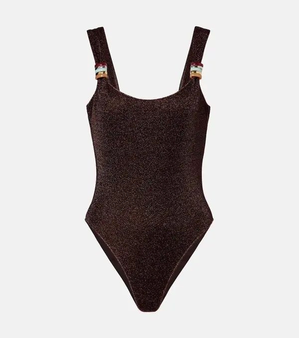 Oseree Lumière Ring-detail One-piece Swimsuit - Brown