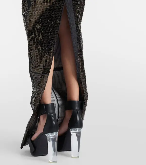 Rick Owens Sequined Denim Bustier Gown - Black