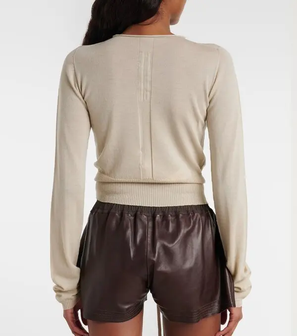 Rick Owens Cutout Virgin Wool Top - Beige