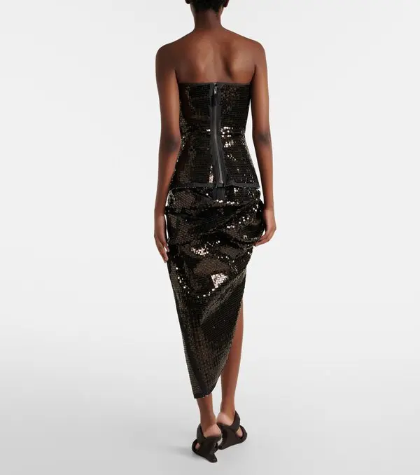 Rick Owens Sequined Denim Bustier Top - Black