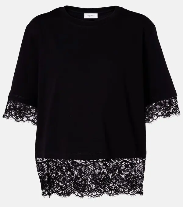 Alexander McQueen Cotton Lace T-shirt - Black