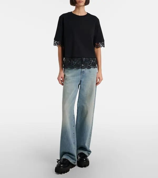 Alexander McQueen Cotton Lace T-shirt