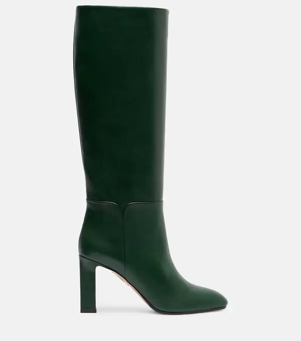AQUAZZURA Sellier 85 Leather Knee-high Boots - Green