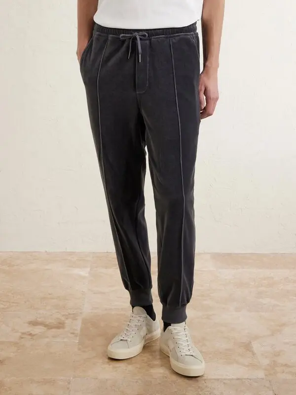 TOM FORD Tapered Cotton-blend Velour Sweatpants - Gray