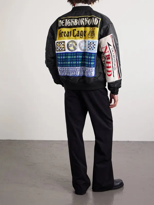 NEIGHBORHOOD Appliquéd Padded Twill Bomber Jacket