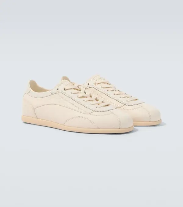 Brunello Cucinelli Leather Lace Up Sneakers - White