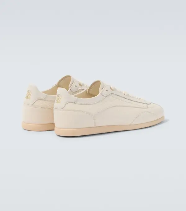 Brunello Cucinelli Leather Lace Up Sneakers - White