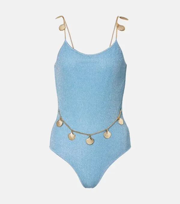 Oseree Lumière Embellished Swimsuit - Blue