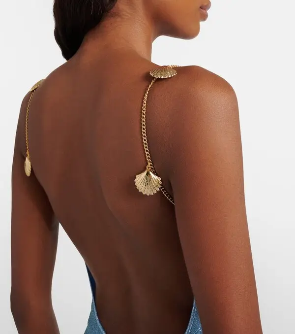 Oseree Lumière Embellished Swimsuit - Blue