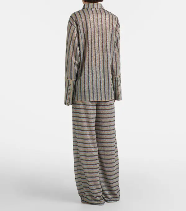 Oseree Lumière Striped Wide-leg Pants