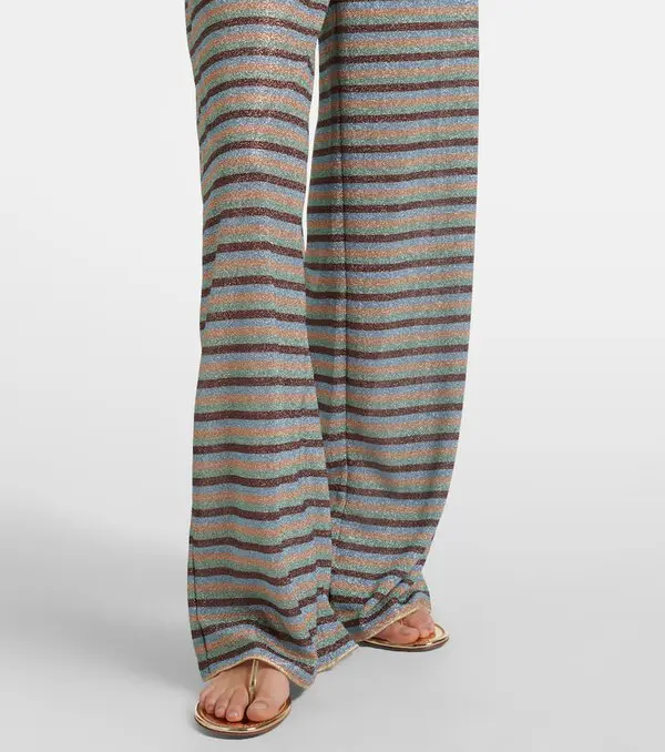Oseree Lumière Striped Wide-leg Pants