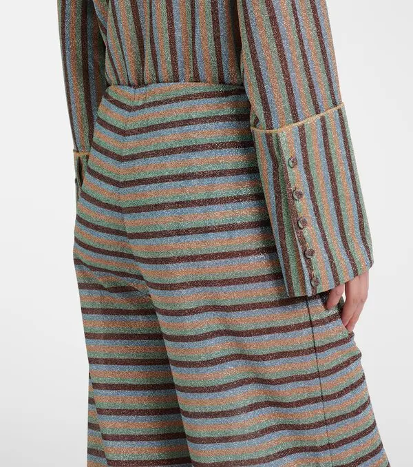 Oseree Lumière Striped Wide-leg Pants