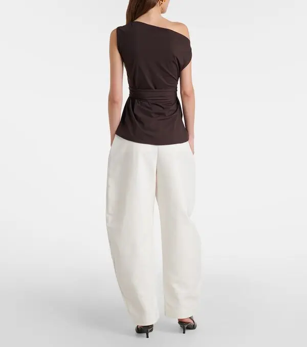 RÓHE High-rise Cotton Barrel-leg Pants - White
