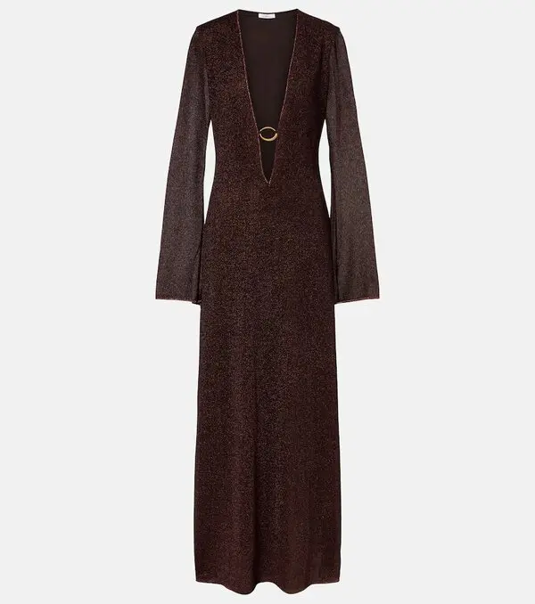 Oseree Lumière Ring-detail Kaftan - Brown