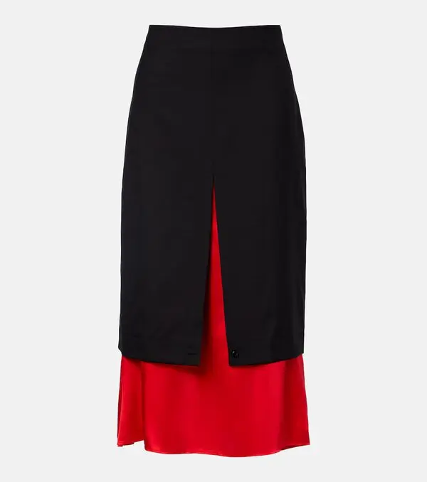 RÓHE Layered Wool Midi Skirt - Black