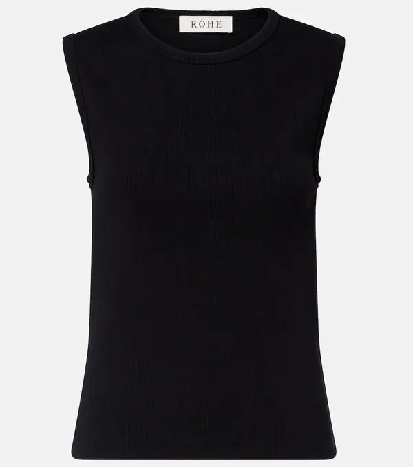 RÓHE Ribbed-knit Tank Top - Black