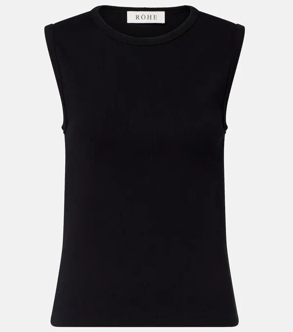 RÓHE Ribbed-knit Tank Top - Black