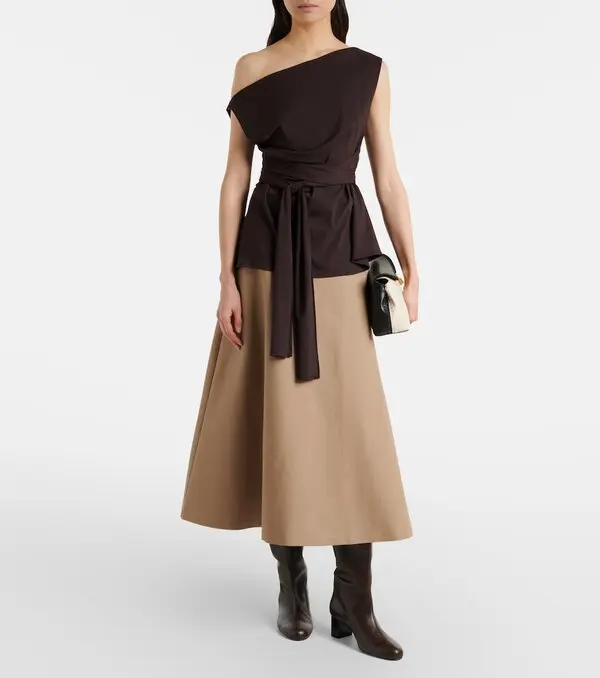 RÓHE Cotton Midi Skirt - Beige