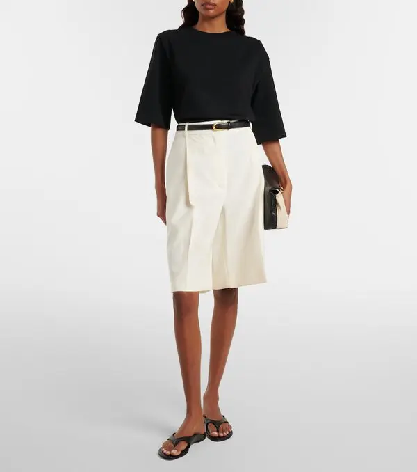 RÓHE Gathered Cotton T-shirt - Black
