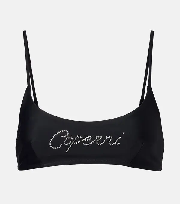 Coperni Logo Crystal-embellished Bikini Top - Black