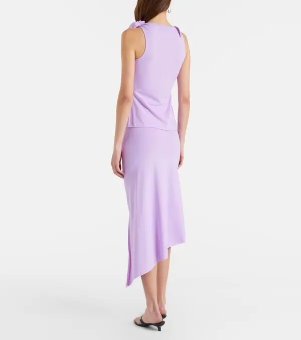 Coperni Floral Appliqué Jersey Midi Skirt - Purple