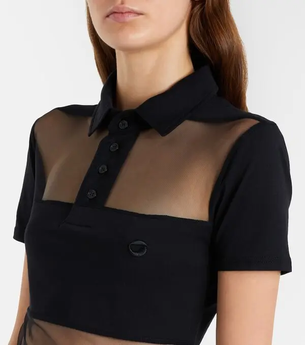 Coperni Paneled Crop Top - Black