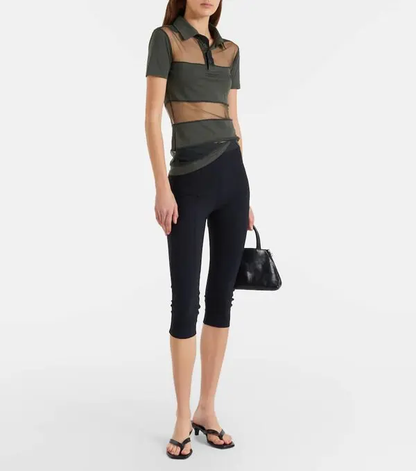 Coperni Paneled Cotton-blend Crop Top - Green