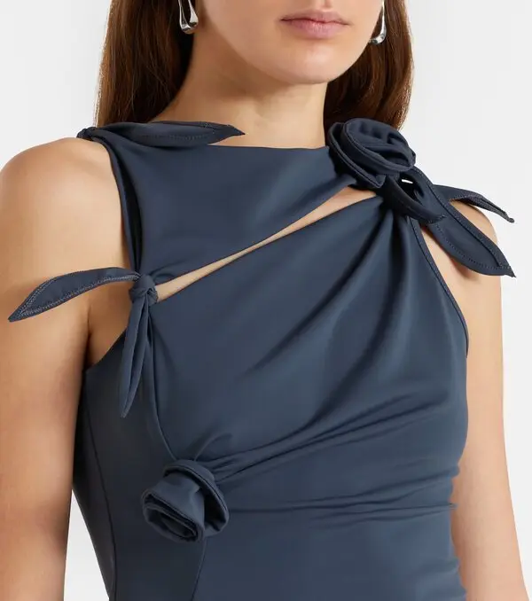 Coperni Floral-appliqué Gathered Jersey Top - Grey