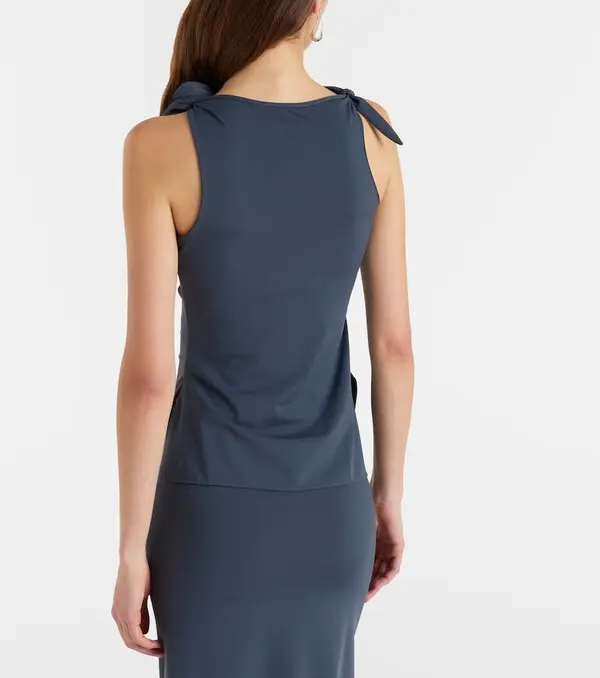 Coperni Floral-appliqué Gathered Jersey Top - Grey