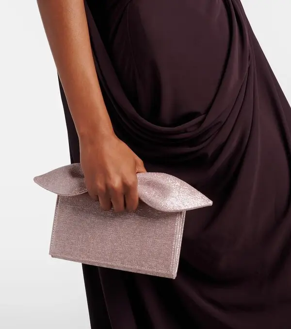 AQUAZZURA Bow Tie Twill Clutch