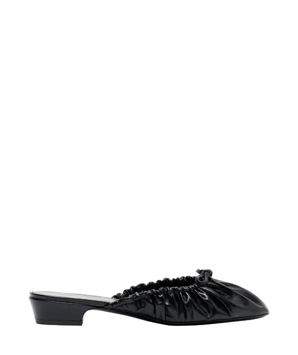 HERBERT LEVINE Gather Around Ruched Leather Mules - Black